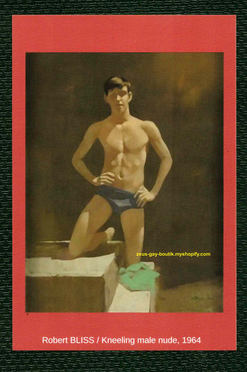 POSTCARD / BLISS, Robert / Kneeling Male Nude, 1964 – Zeus Gay Boutik