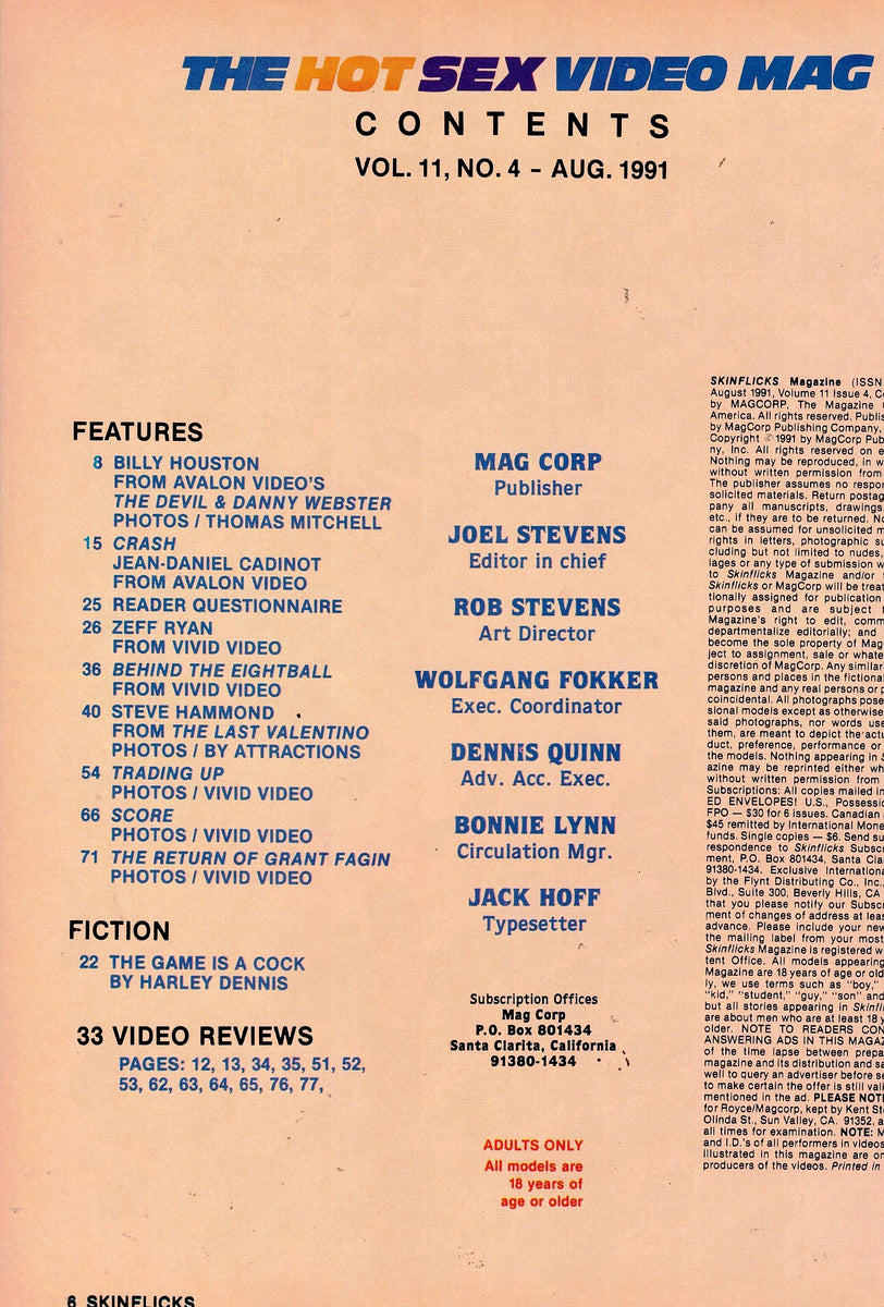 SKIN FLICKS / 1991 / August / Steve Hammond / Zeff Ryan / Billy Housto ...