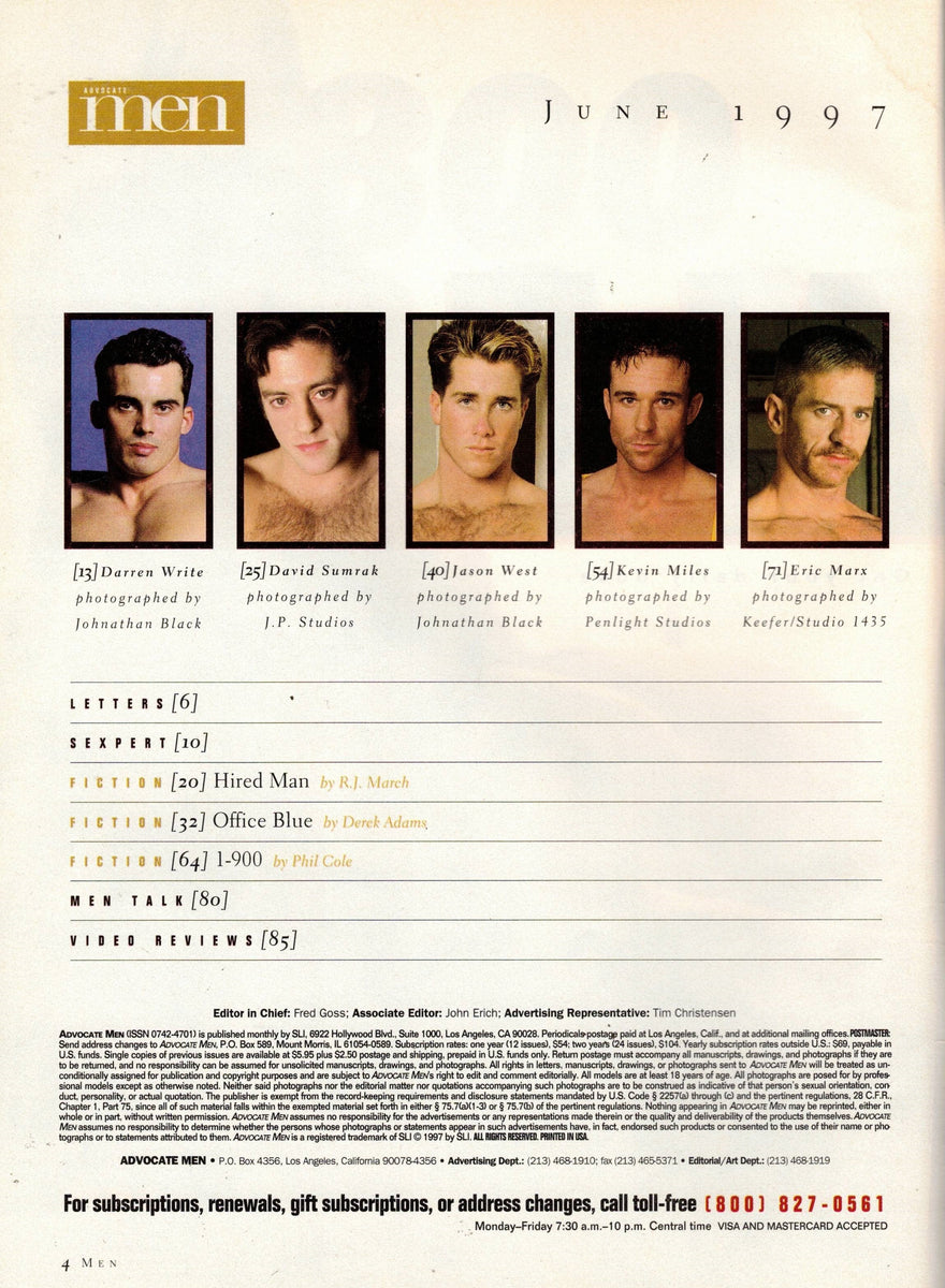 ADVOCATE Men / 1997 / June / Jason West / Kevin Miles / Eric Marx / Da ...