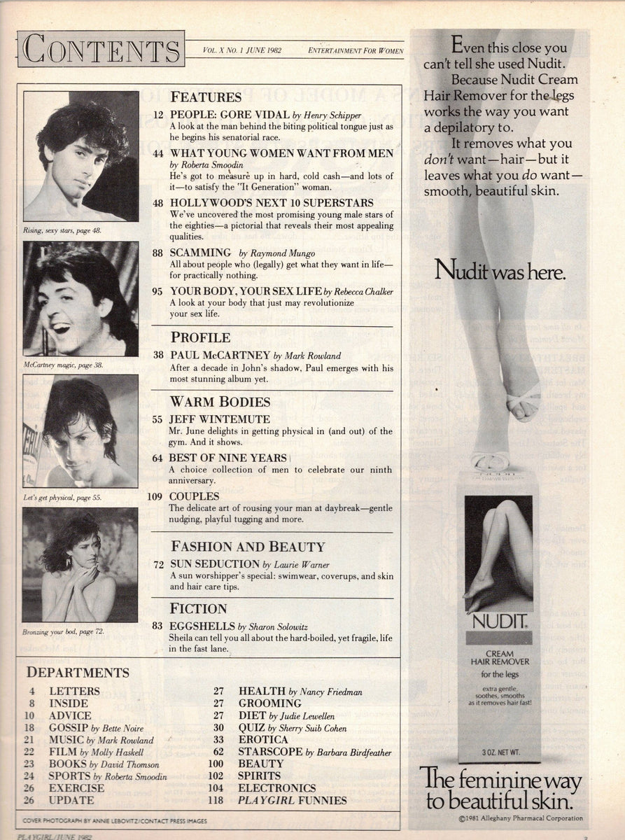 PLAYGIRL / 1982 / June / Paul McCartney / Gore Vidal / Matt Lattanzi ...