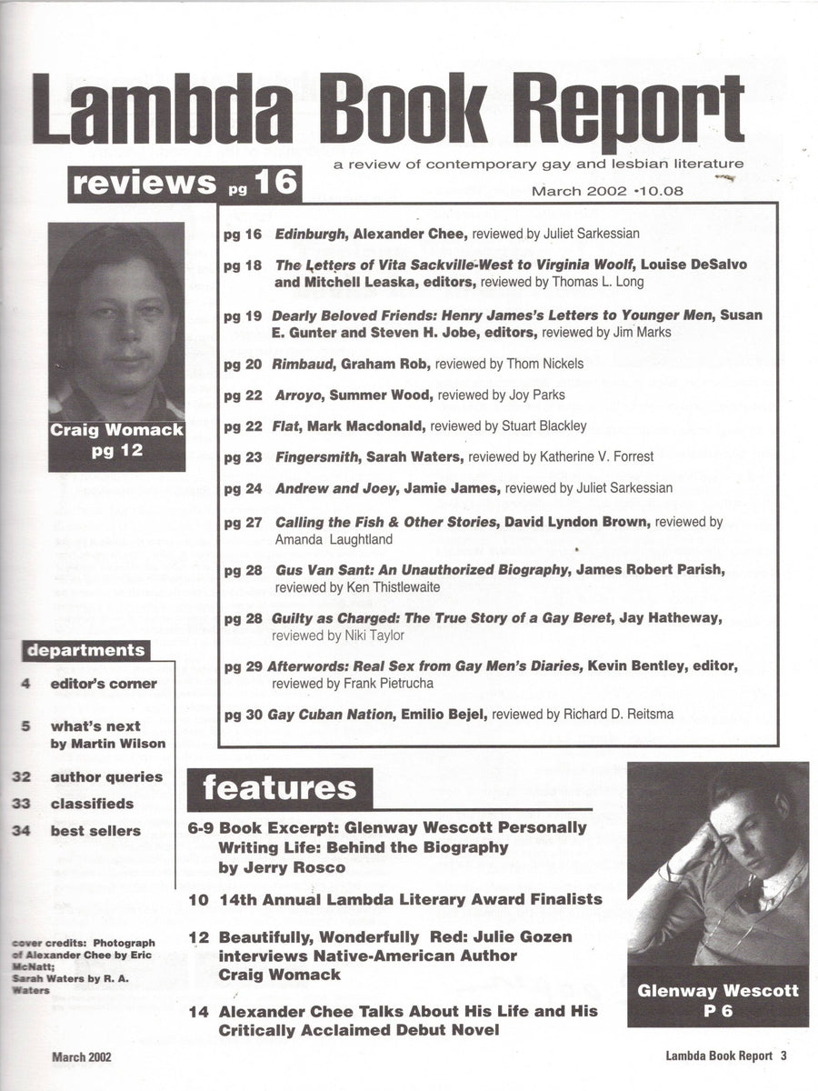 Lambda Book Report / 2002 / March / Sarah Waters / Alexander Chee / Ar ...