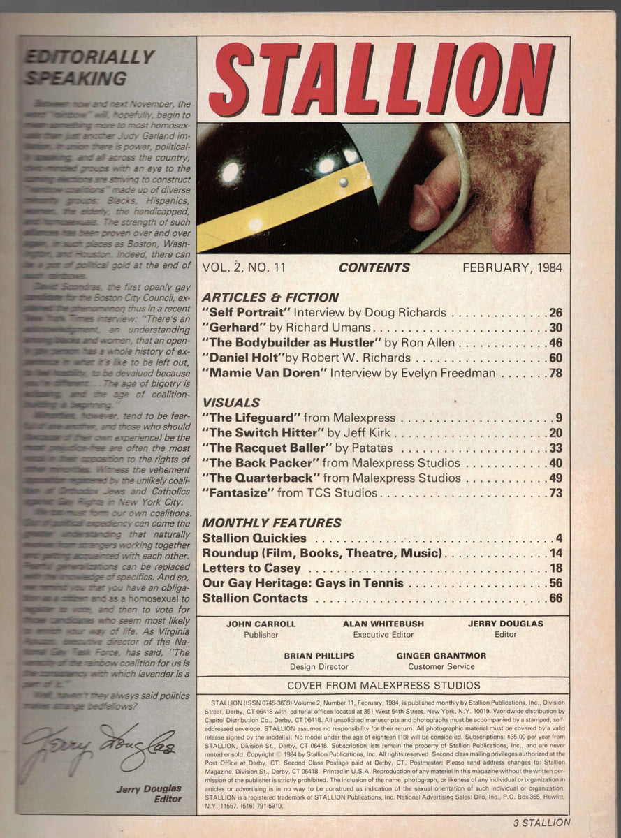 STALLION / 1984 / February / Steven Kaye / Randy Jones / Bill Tllden ...