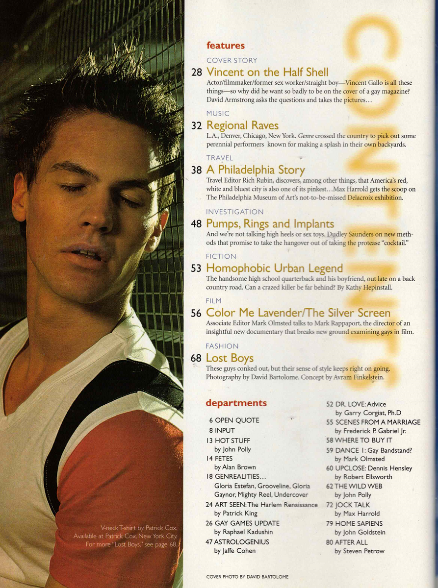 GENRE Magazine / 1998 / July / Vincent Gallo / Gloria Estefan – Zeus ...