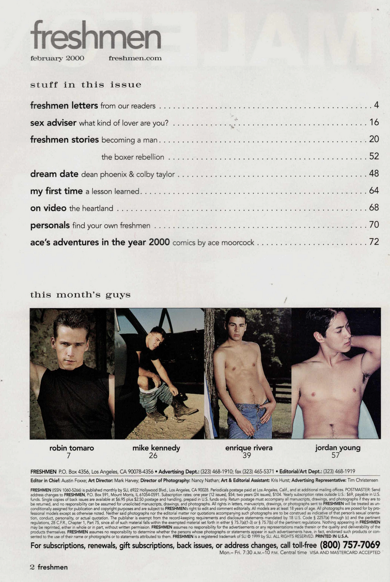 FRESHMEN / 2000 / February / Dean Phoenix / Colby Taylor / Robin Tomar ...