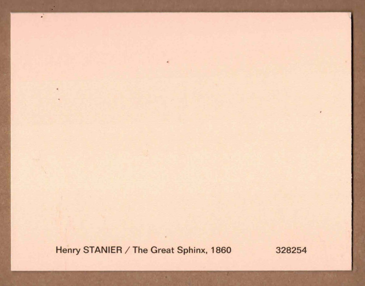 POSTCARD / STANIER, Henry / The Great Sphinx, 1860 – Zeus Gay Boutik