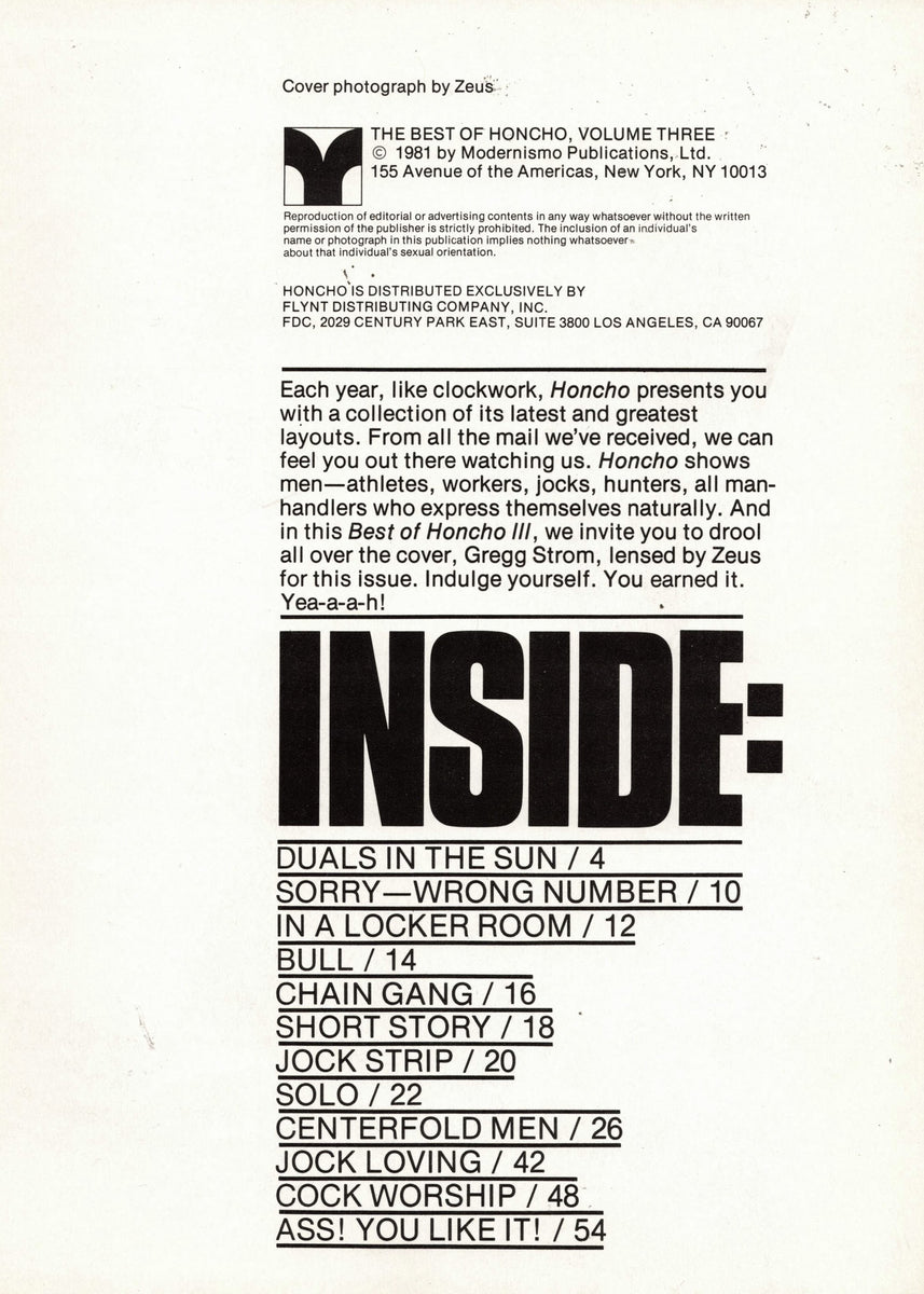 HONCHO / Best of Honcho / 1981 No. 3 / Bill Nuckells / David Dillon ...