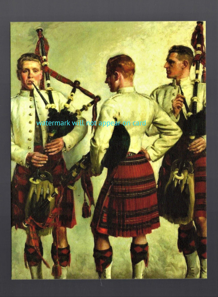 POSTCARD / RANKEN, William / Pipe practice, men in kilts, 1918 – Zeus ...