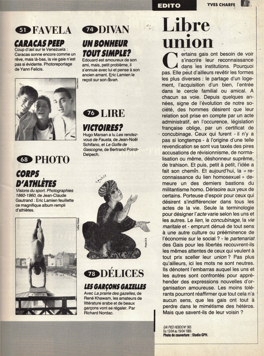 GAI PIED HEBDO FRANCE / 1989 / Avril / No. 365 / Ralf Konig / Unglee ...